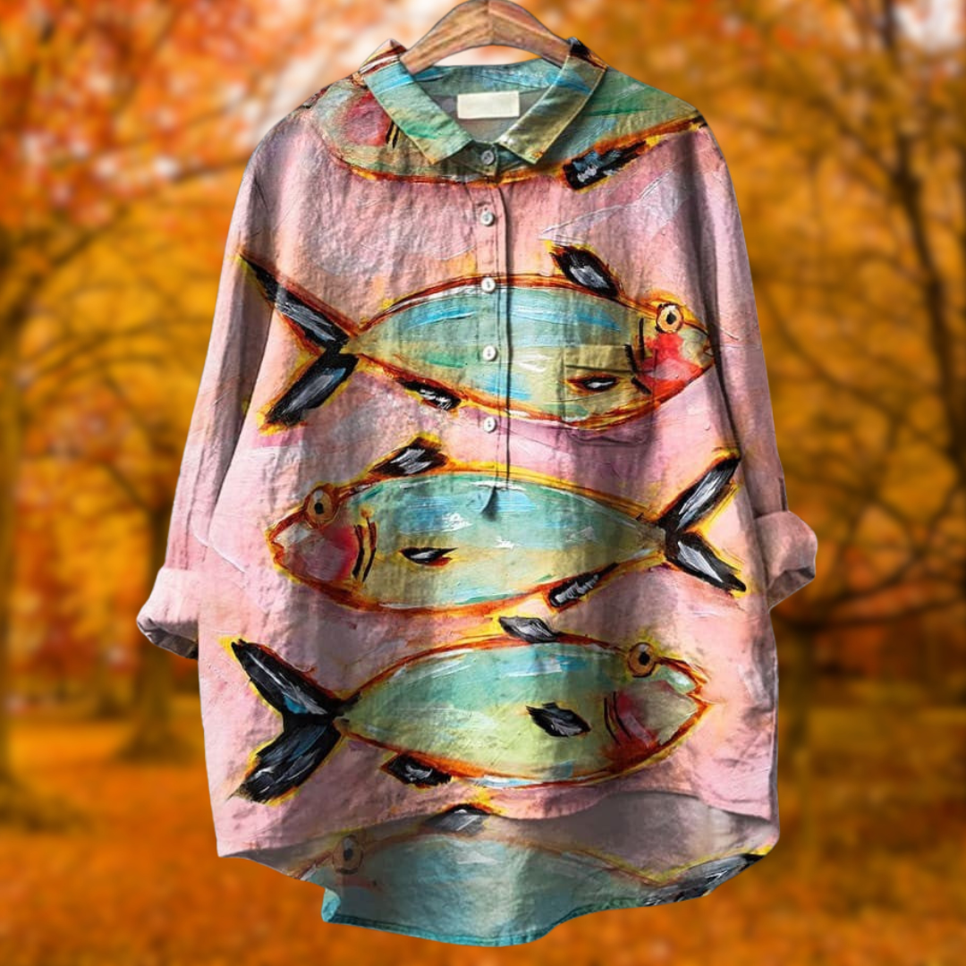 Lena | Artistic Fish Shirt – Clara & Celeste Boston